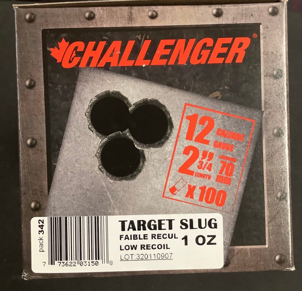 Challenger 12 ga 2 3/4” 1oz slug (100 rnds) - hunting ammunition canada